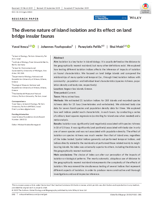 (PDF) The diverse nature of island isolation and its effect on land ...