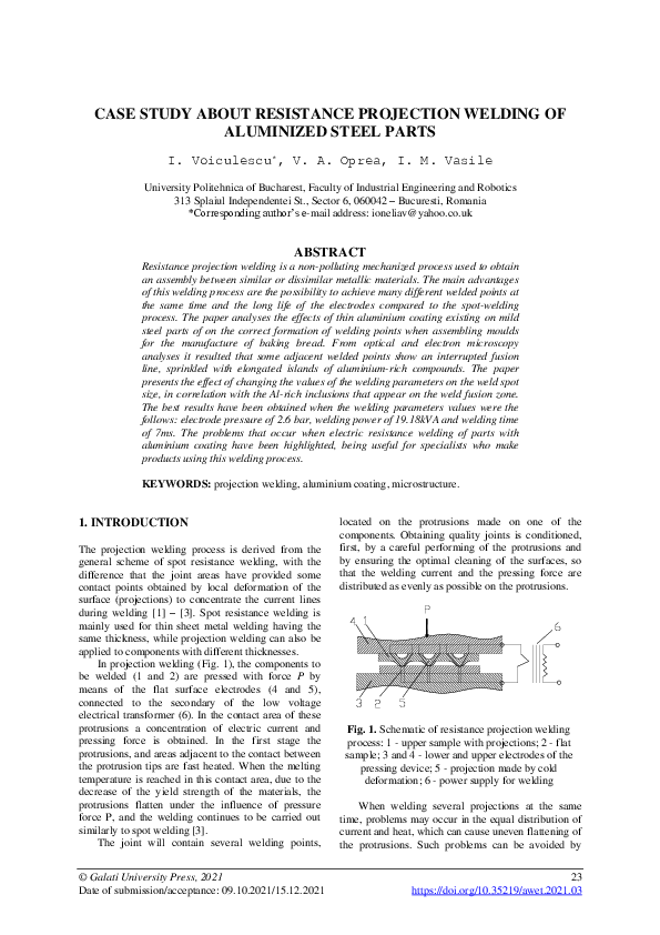 (PDF) Case Study About Resistance Projection Welding of Aluminized ...