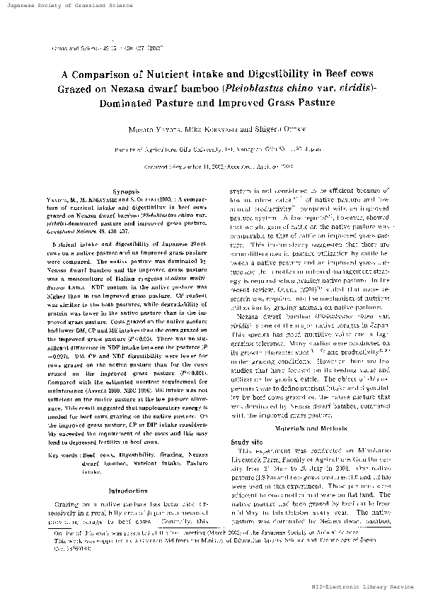 (PDF) A Comparison of Nutrient intake and Digestibility in Beef cows ...
