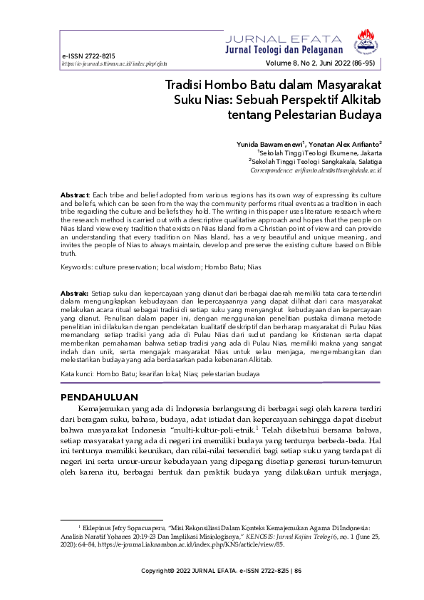 (PDF) Tradisi Hombo Batu dalam Masyarakat Suku Nias: Sebuah Perspektif ...