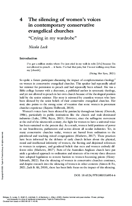 (PDF) The silencing of women's voices in contemporary conservative ...