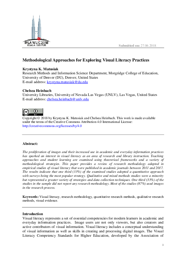(PDF) Exploring Visual Literacy Research Methods (PDF) Exploring Visual Literacy Research Methods