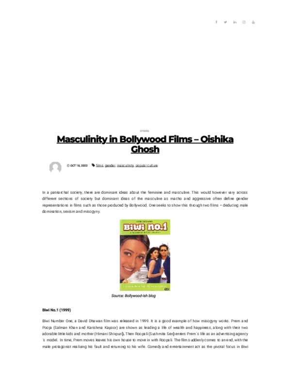 (PDF) Masculinity in Bollywood Films