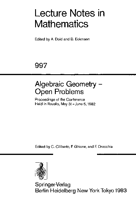 (PDF) Algebraic Geometry — Open Problems