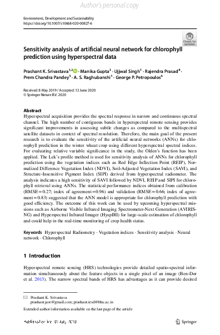 (PDF) Sensitivity analysis of artificial neural network for chlorophyll prediction using ...
