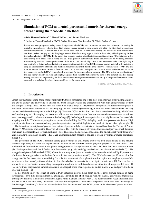 (PDF) Simulation of PCM-saturated porous solid matrix for thermal ...