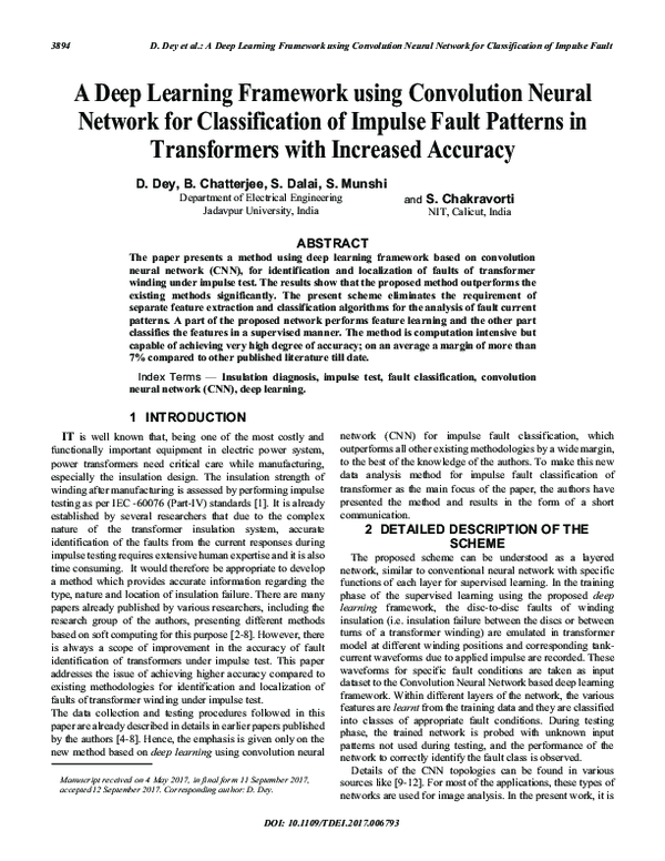 Pdf A Deep Learning Framework Using Convolution Neural Network For Classification Of Impulse