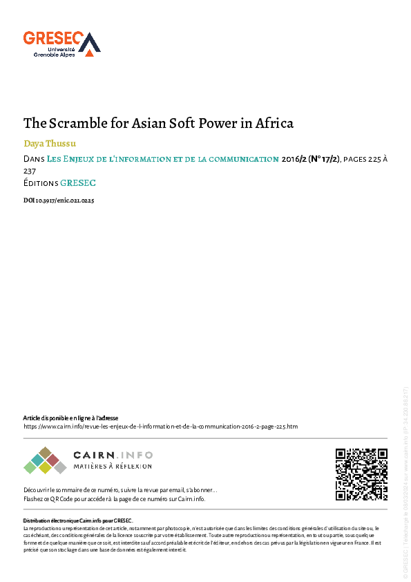(PDF) The Scramble for Asian Soft Power in Africa