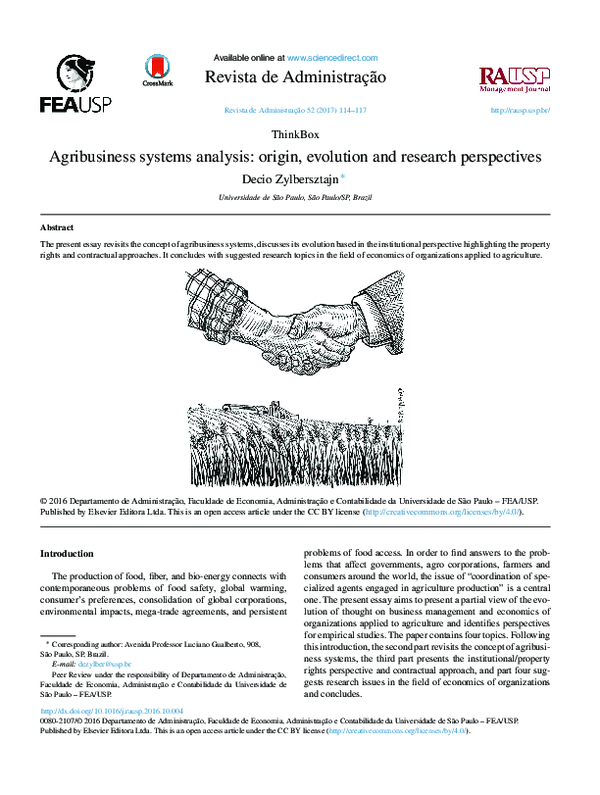 (PDF) Agribusiness systems analysis: origin, evolution and research ...