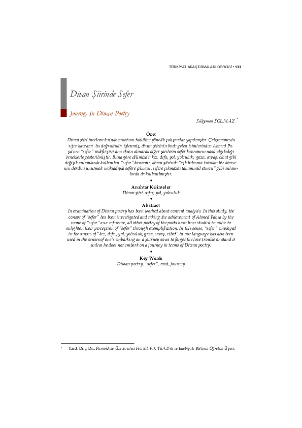 (PDF) Divan Şiirinde Sefer