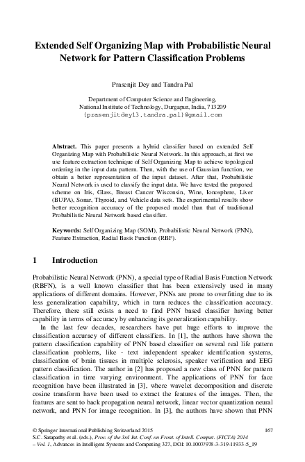 (PDF) Extended Self Organizing Map with Probabilistic Neural Network for Pattern Classification ...