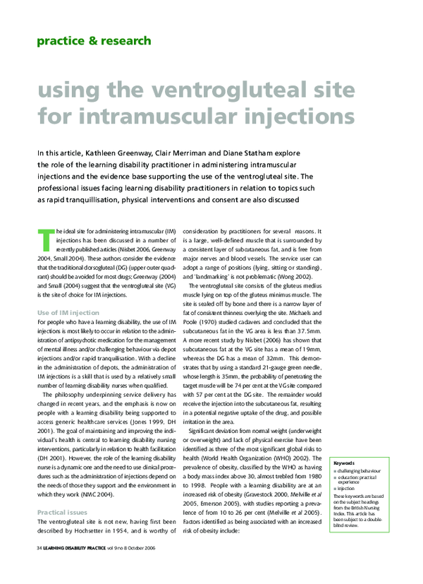 (PDF) Using the ventrogluteal site for intramuscular injection