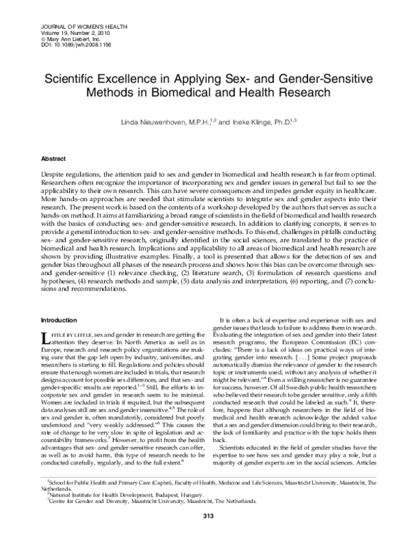 (PDF) Scientific Excellence in Applying Sex- and Gender-Sensitive ...