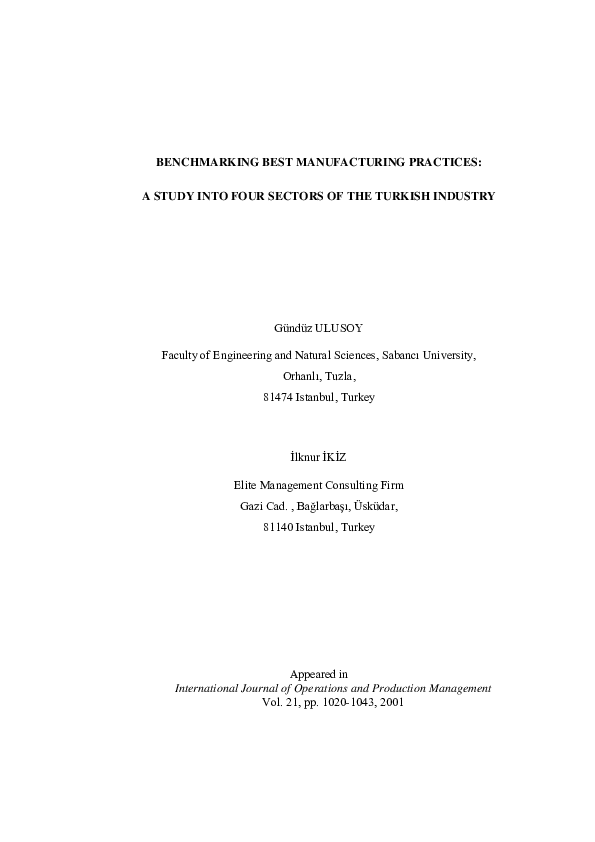 (PDF) A Study Into Four Sectors of the Turkish Industry