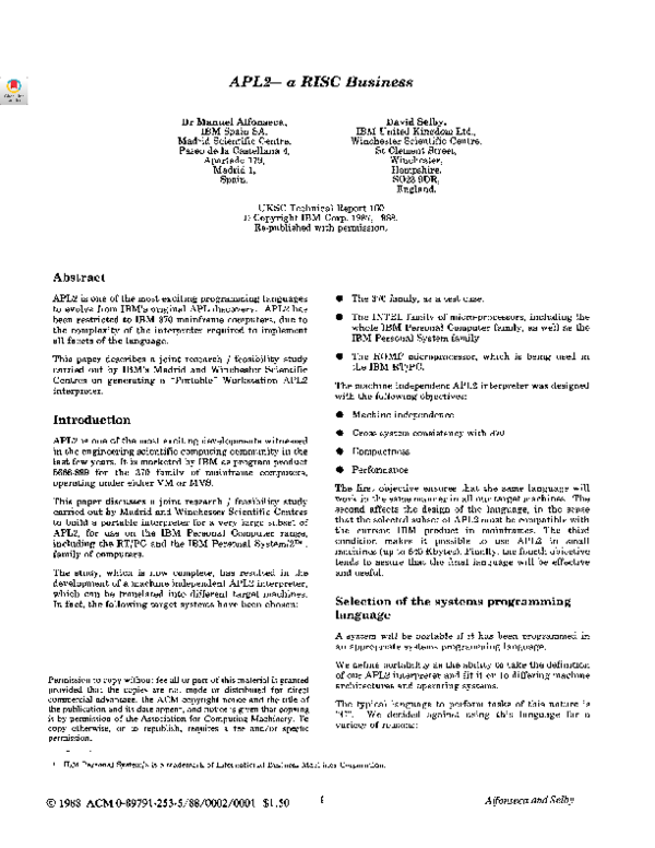 (PDF) APL2-a RISC business