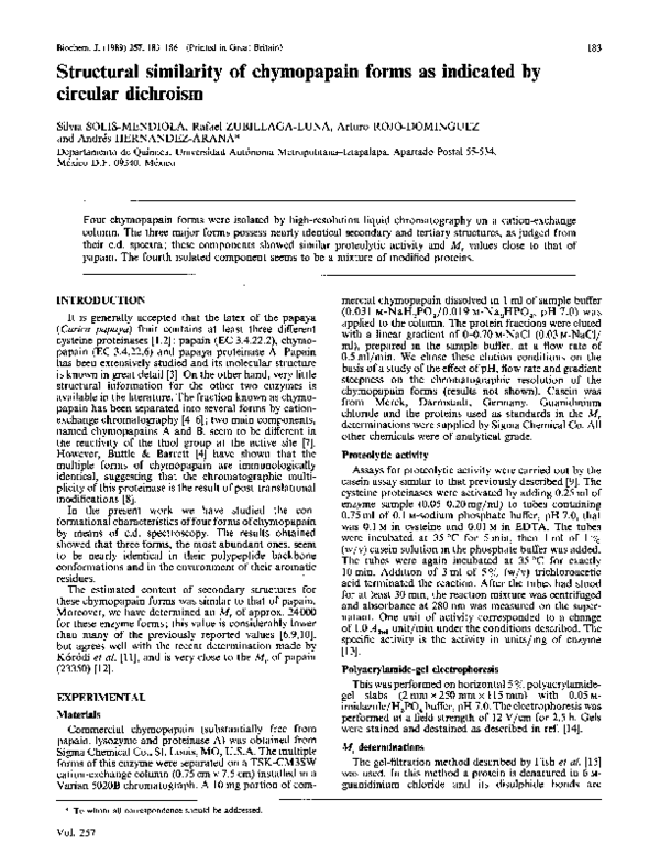 (PDF) Structural similarity of chymopapain forms as indicated by ...
