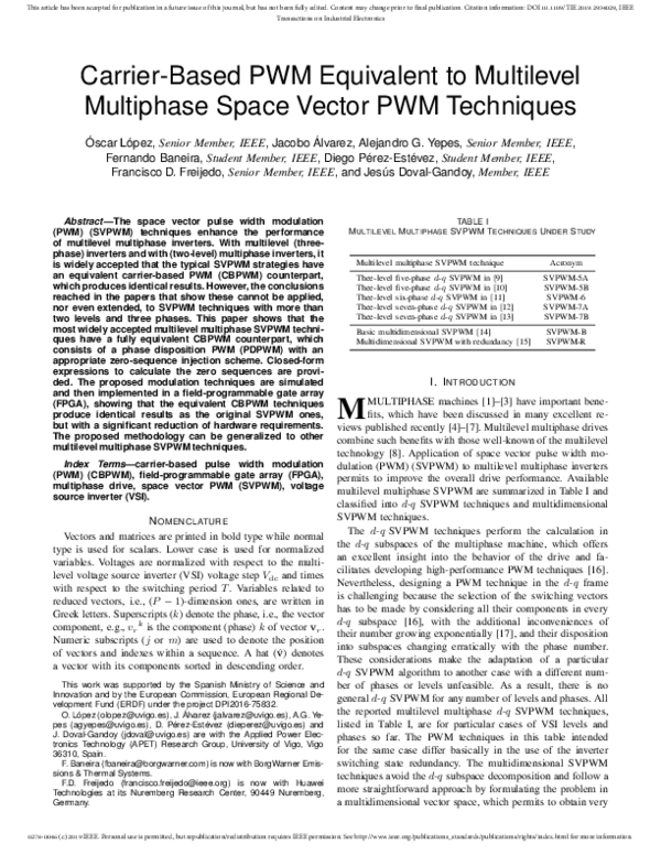 (PDF) Carrier-Based PWM Equivalent to Multilevel Multiphase Space ... (PDF) Carrier-Based PWM Equivalent to Multilevel Multiphase Space ...