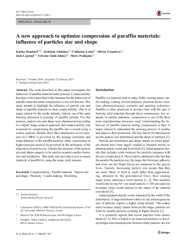 (PDF) A new approach to optimize compression of paraffin materials ...