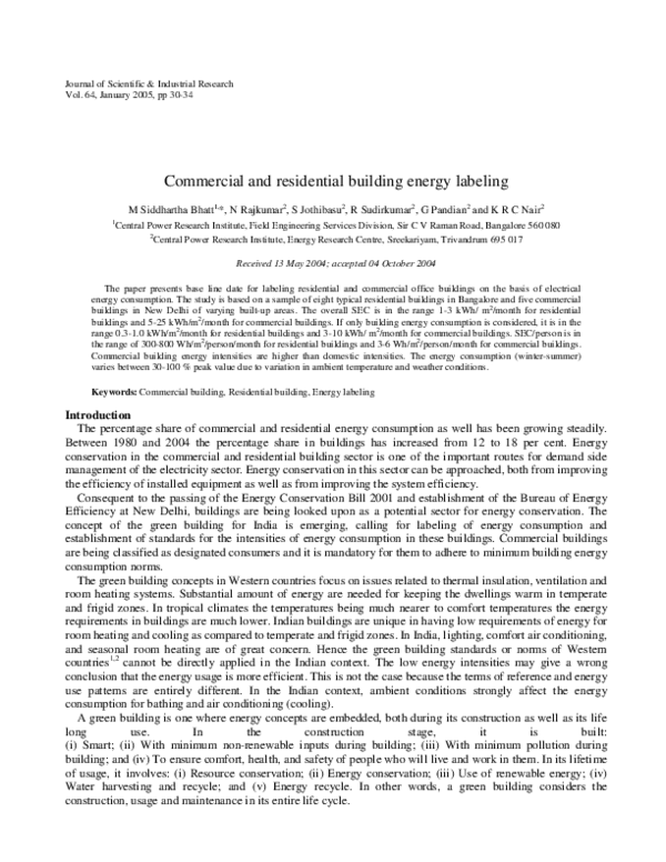 (PDF) Commercial and residential building energy labeling