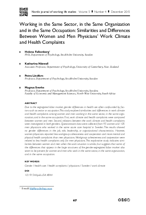 (PDF) Working in the Same Sector, in the Same Organization and in the ...