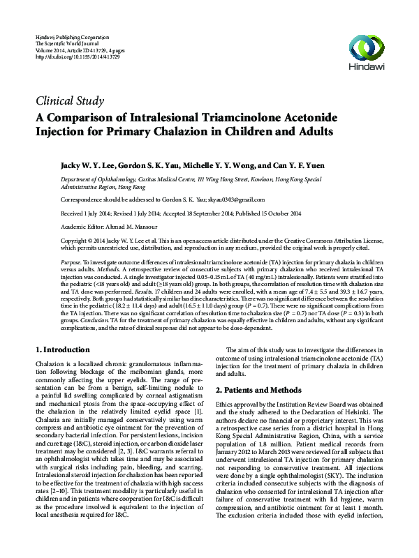 (PDF) A comparison of intralesional triamcinolone acetonide injection ...
