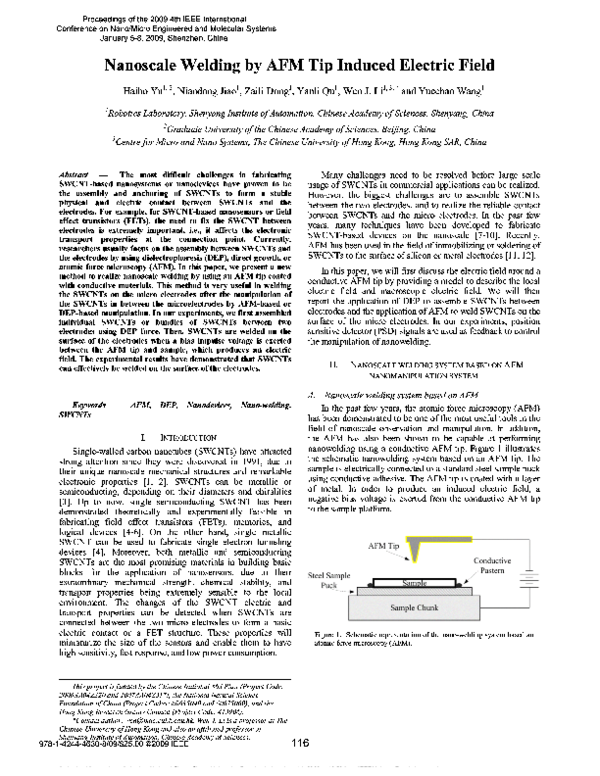 (PDF) Nanoscale welding by AFM tip induced electric field