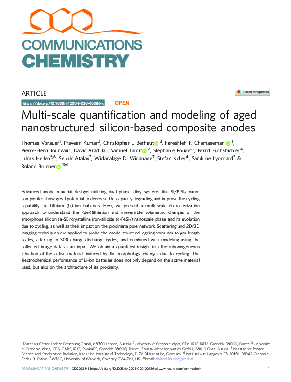 (PDF) Multi-scale quantification and modeling of aged nanostructured silicon-based composite anodes