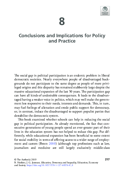 (PDF) Conclusions and Implications for Policy and Practice | Bryony Hoskins - Academia.edu