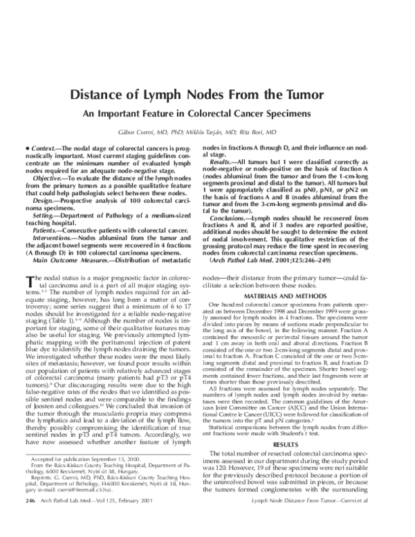 (PDF) Distance of Lymph Nodes From the Tumor