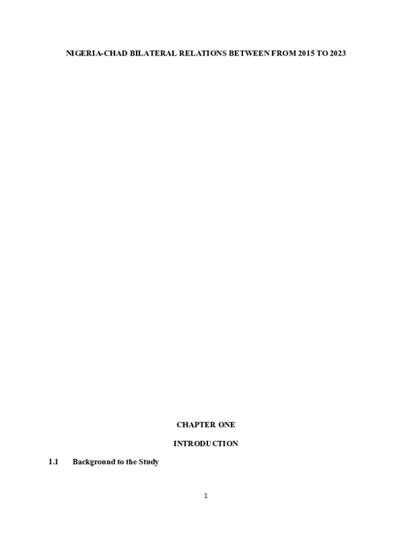 (DOC) NIGERIA CHAD BILATERAL RELATIONS BETWEEN FROM 2015 TO 2023