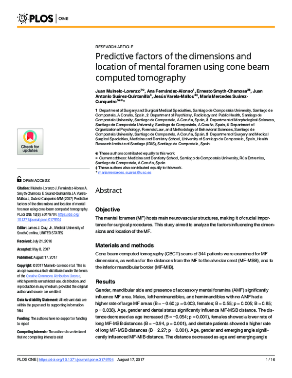 Pdf Predictive Factors Of The Dimensions And Location Of Mental Foramen Using Cone Beam