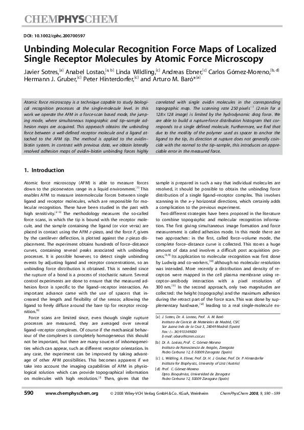 (PDF) Unbinding Molecular Recognition Force Maps of Localized Single ...
