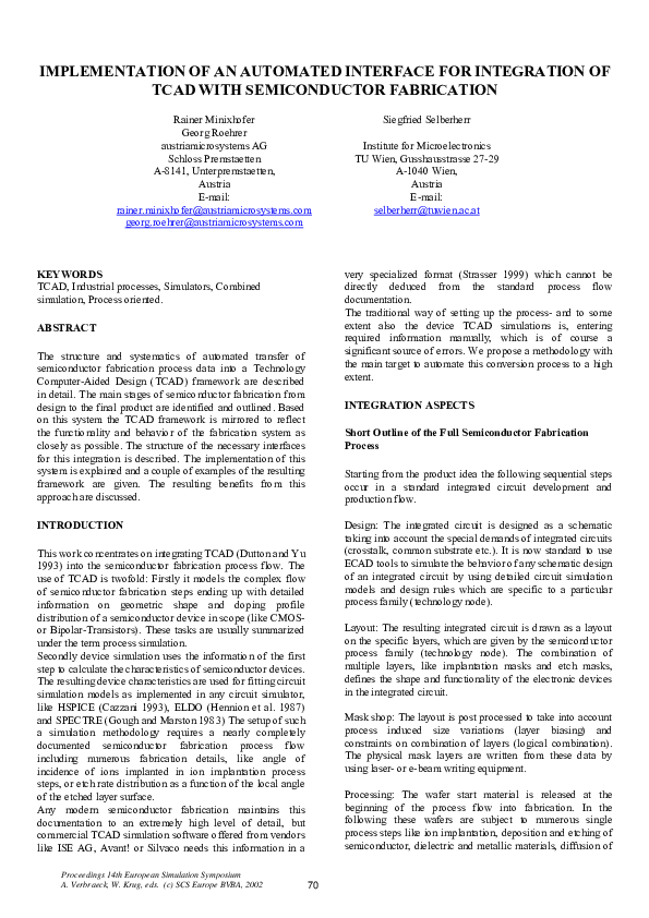 (PDF) Automated TCAD Integration for Semiconductor Processing