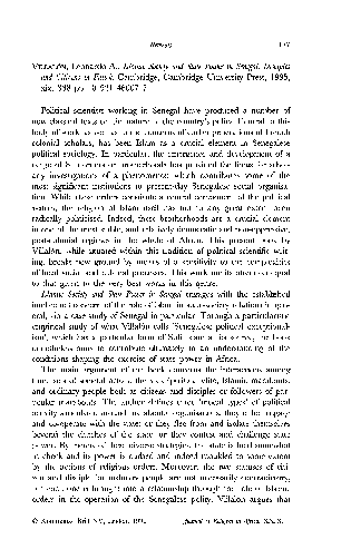(PDF) Villalon, Leonardo A. - Islamic Society and State Power Senegal ...