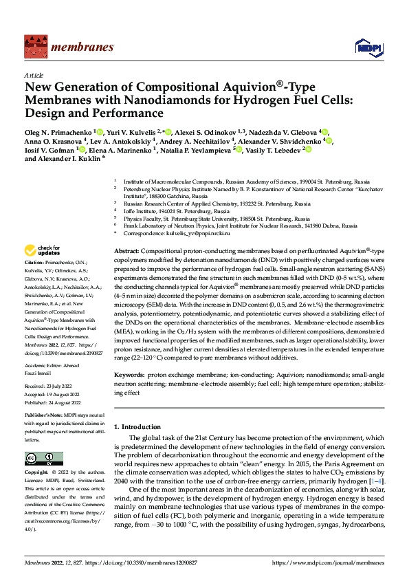 (PDF) New Generation of Compositional Aquivion®-Type Membranes with Nanodiamonds for Hydrogen ...