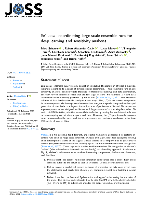 (PDF) Melissa: coordinating large-scale ensemble runs for deep learning ...