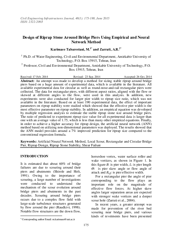 (PDF) Design of Riprap Stone Around Bridge Piers Using Empirical and ...
