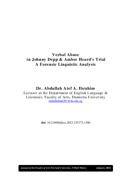 (PDF) Verbal Abuse in Johnny Depp & Amber Heard's Trial A Forensic Linguistic Analysis