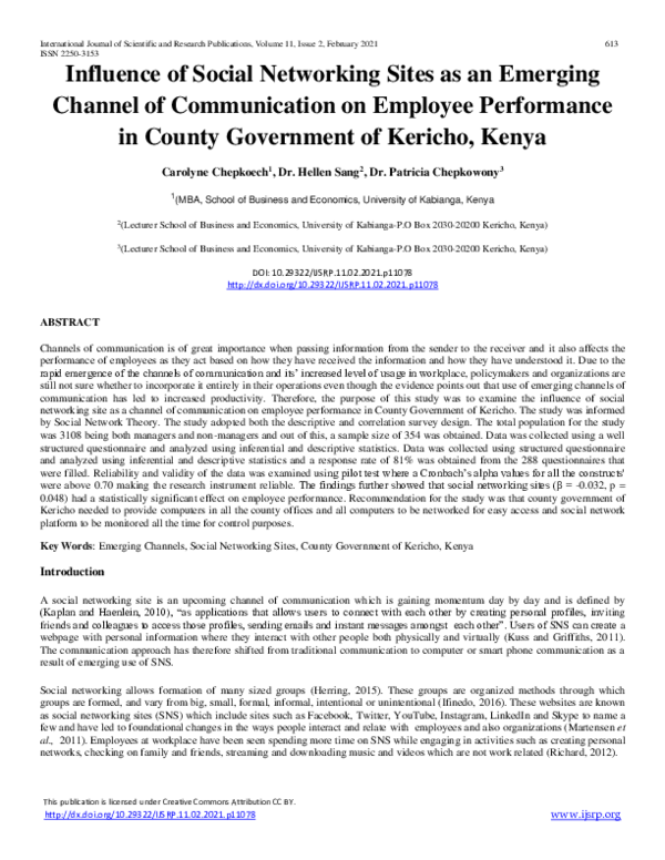 (PDF) Influence of Social Networking Sites as an Emerging Channel of ...