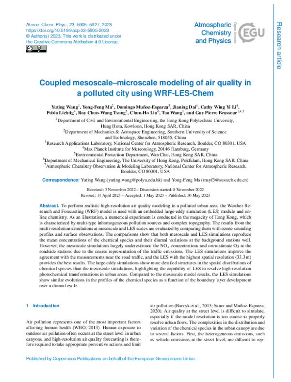 (PDF) Coupled mesoscale–microscale modeling of air quality in a ...