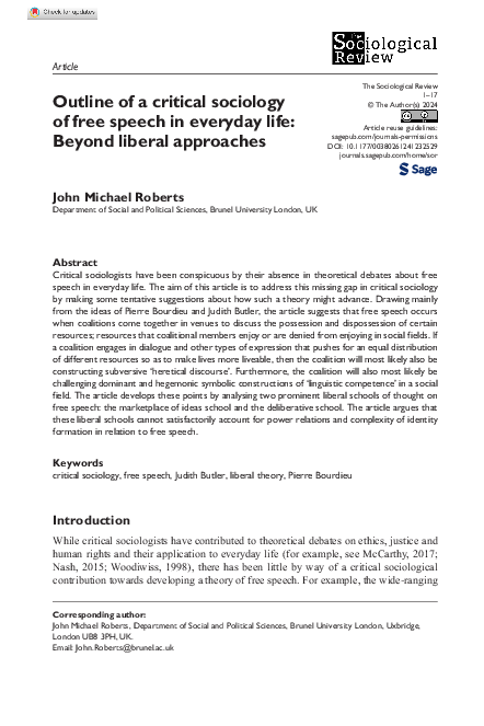 (PDF) Outline of a critical sociology of free speech in everyday life ...
