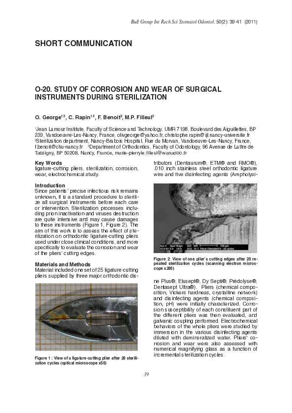(PDF) Study of corrosion and wear of surgical instruments during ...