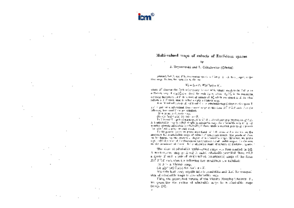 Pdf Multi Valued Maps Of Subsets Of Euclidean Spaces Lech