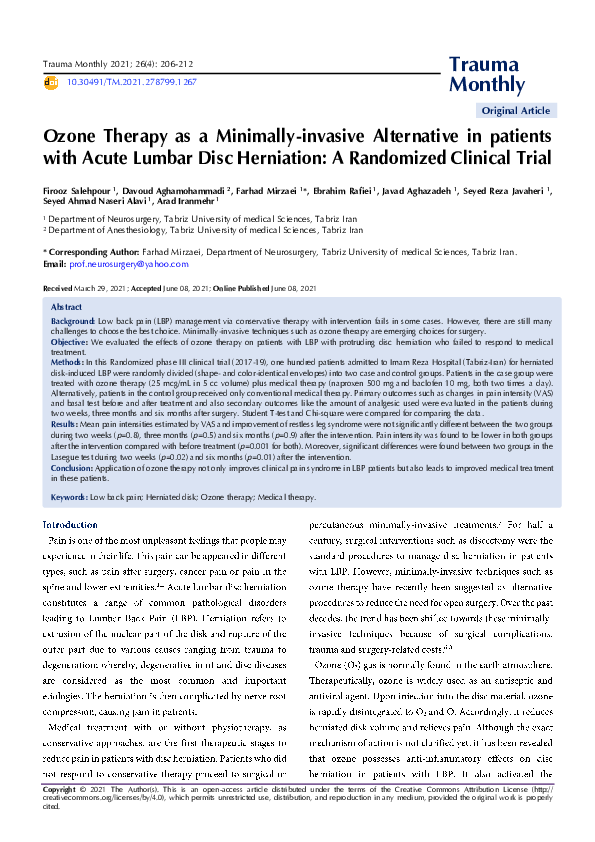 (PDF) Ozone Therapy as a Minimally-invasive Alternative in patients ...