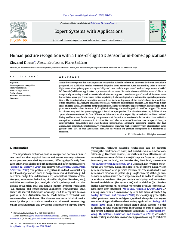 (PDF) Human posture recognition with a time-of-flight 3D sensor for in ...