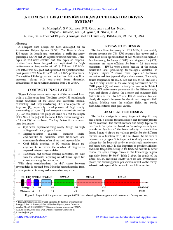 (PDF) A Compact Linac Design for an Accelerator Driven System