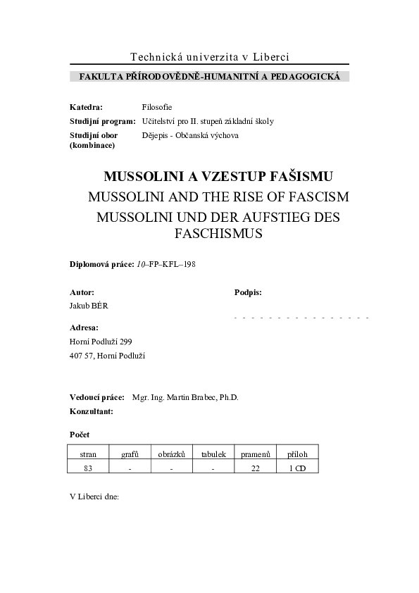 (PDF) Mussolini and the Rise of Fascism