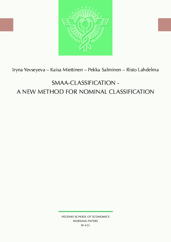 (PDF) SMAA-classification: a new method for nominal classification