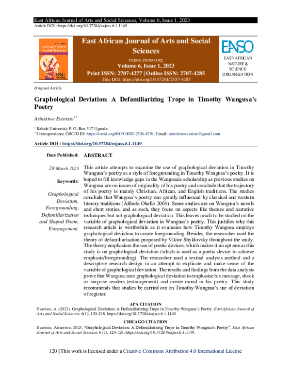 (PDF) Graphological Deviation: A Defamiliarizing Trope in Timothy ...