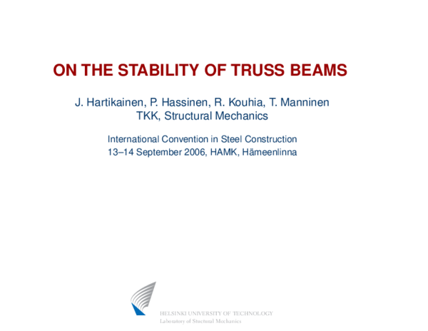 (PDF) On the stability of truss beams